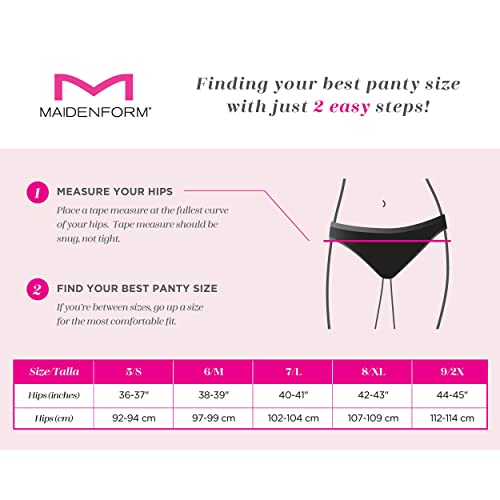 Maidenform Underwear Pack, All-Over Lace Thong Panties for Women, 3-Pack, Black/Black/Black