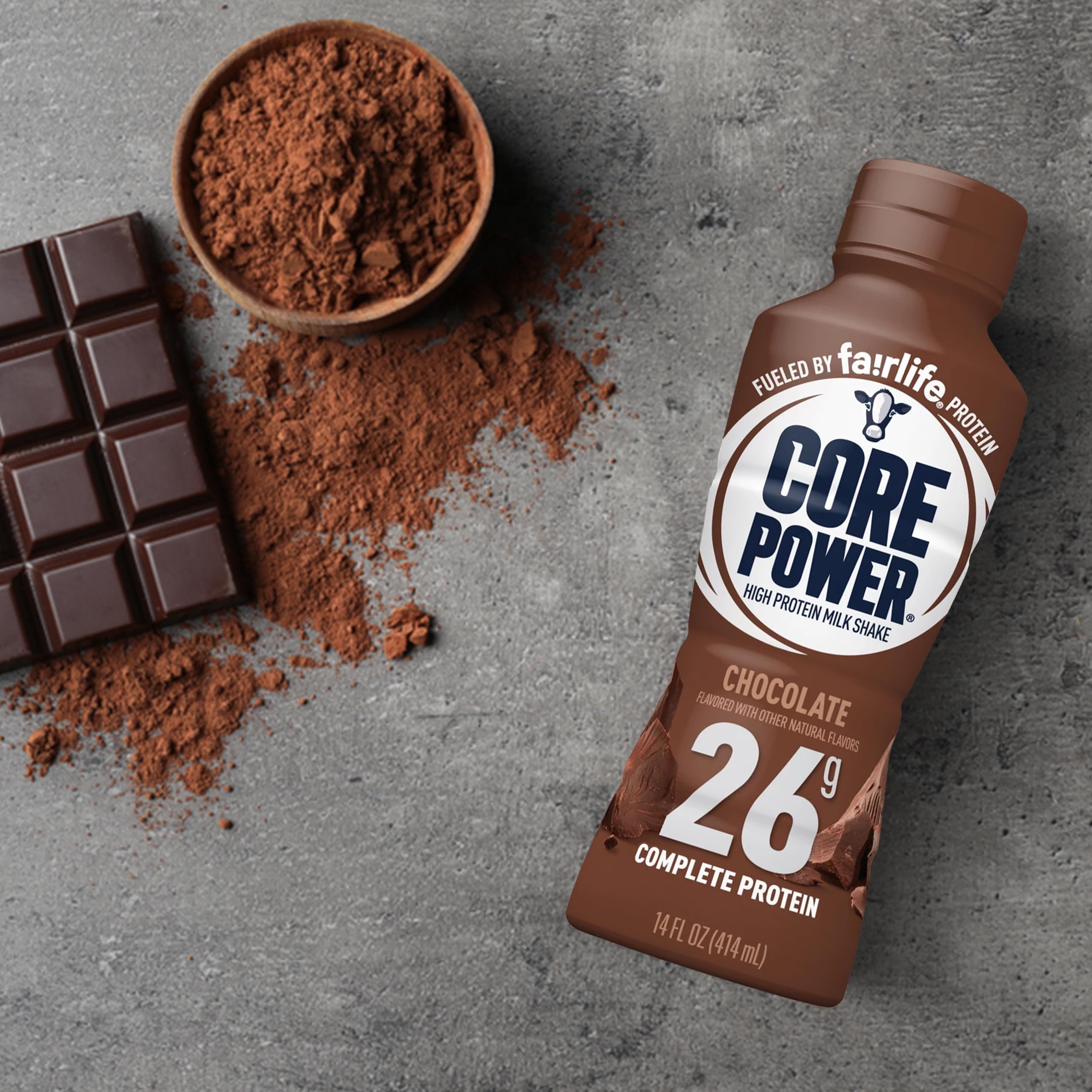 Core Power Elite Failrlife High Protein Shakes (26 Grams) 14 Oz. in The Award Box Packaging (Chocolate, 6 Pack)