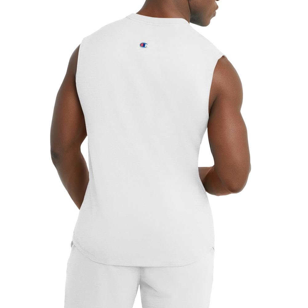 Champion T-Shirt, Sleeveless, Tank, Classic Muscle Tee Top for Men (Reg Tall), White Script, 3X-Large Big