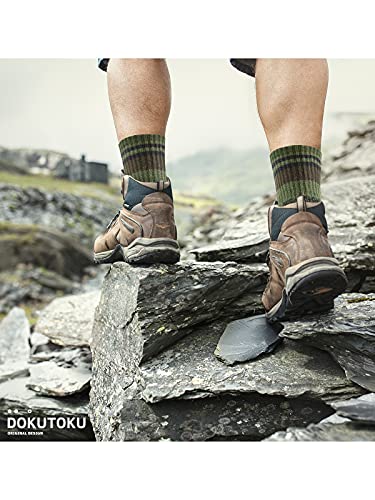 DOKUTOKU Men's Hiking Crew Socks Cushioned Moisture Wicking Athletic Boot Socks Outdoor,Trekking (DY41 Crew GR/CA/GREE)