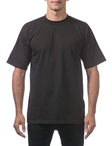 Pro Club Men's Heavyweight Cotton Short Sleeve Crew Neck T-Shirt, Black, Small
