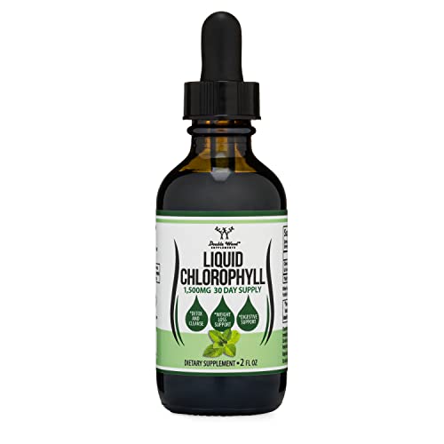 Chlorophyll Liquid Drops - Peppermint Flavored, Vegan Safe (Rich, Full Texture and Taste, Not Watered Down) for Skin Health, and Immune Function (Líquidas de Clorofila) by Double Wood