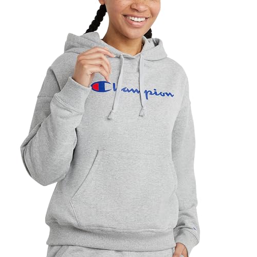 Champion Women's Hoodie, Powerblend, Fleece Hoodie, Sweatshirt for Women, Script (Reg. or Plus)