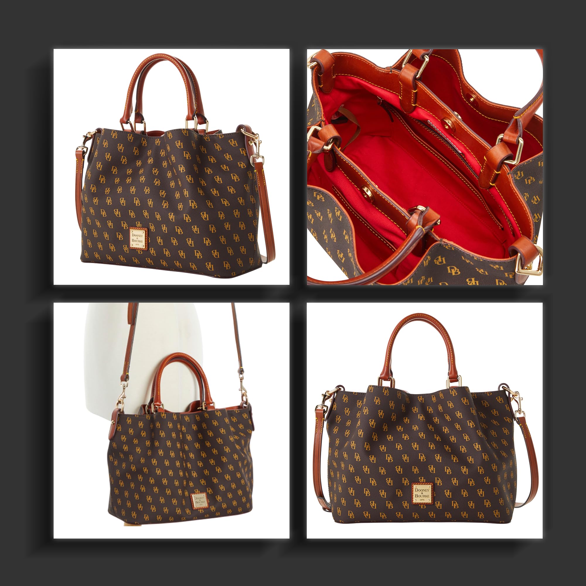 Dooney & Bourke Women's Gretta Brenna Satchel in Coated Cotton, Large Handbag with Adjustable & Detachable Shoulder Strap, Ivy