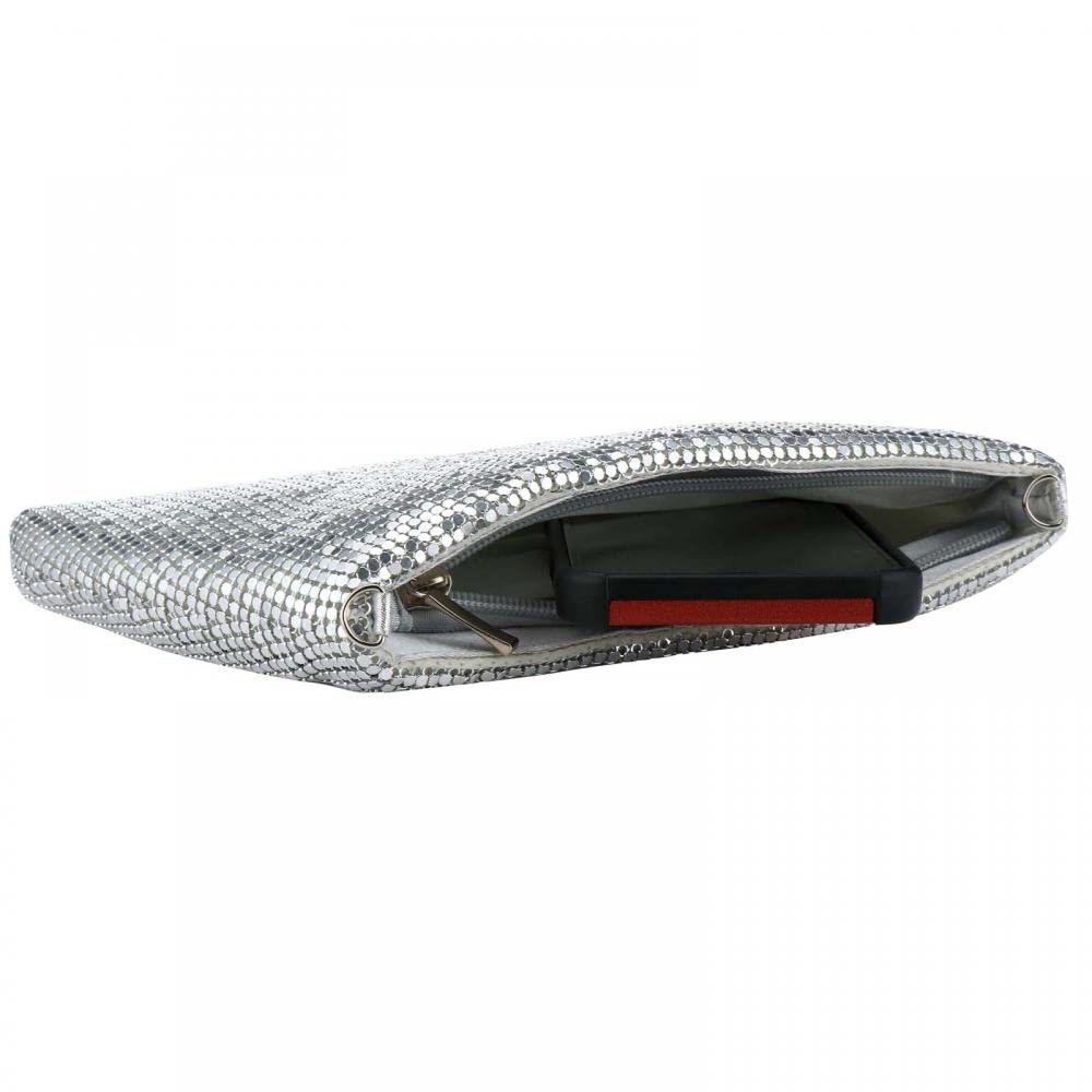 Crystal Rhinestone Purse for Party, Clutch Purses for Women Wedding Evening Handbags (Silver)