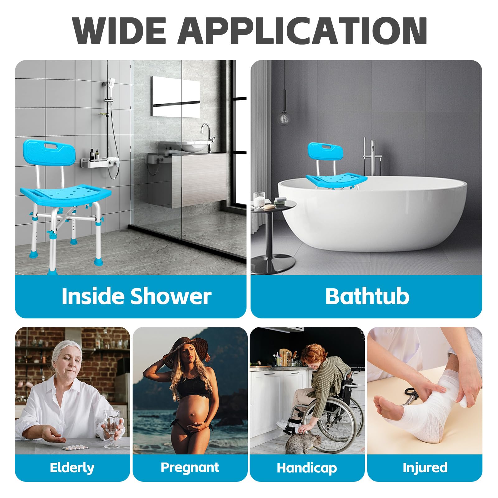 Gillion Heavy Duty Shower Chair with Back 500Lbs, ๐
๐ซ๐๐ ๐๐ก๐จ๐ฐ๐๐ซ ๐๐๐ซ๐ฎ๐๐๐๐ซ ๐๐ฎ๐ง๐๐ฅ๐๐ฌ, Tool-Free Bathtub Stool Shower Bench Seat with EVA Pad for Elderly Senior Handicap Disabled
