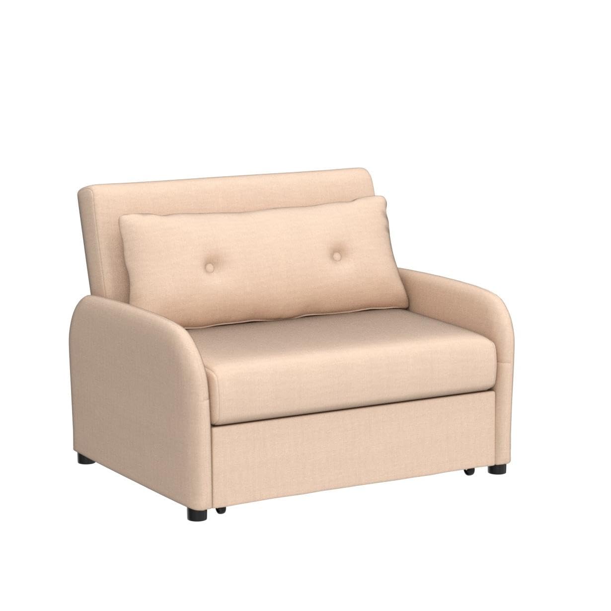 Merax Convertible PU Leather Sleeper Sofa Bed, 51" Modern Adjustable Pull Out Bed Lounge Chaise Oversized Armchair with 2 Side Pockets for Home Office