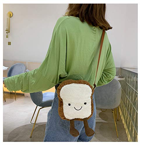 V&E Sliced Bread Plush Purse Messenger Bag Crossbody Shoulder Bags Toast The Best Thing Since Sliced Bread White and Brown