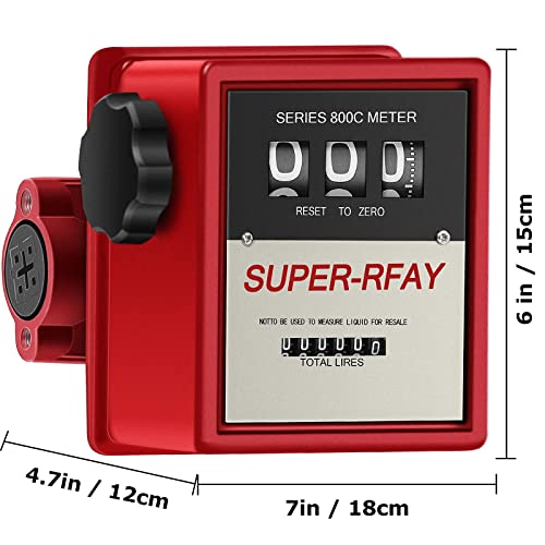 Fuel Flow Meter 1 Inch BSP Mechanical Gauge 3 Digital for Diesel Tank Transfer Pump Counter ±1% High Accuracy 32 GPM 142 PSI Gas Oil Flowmeters 20-120 LPM