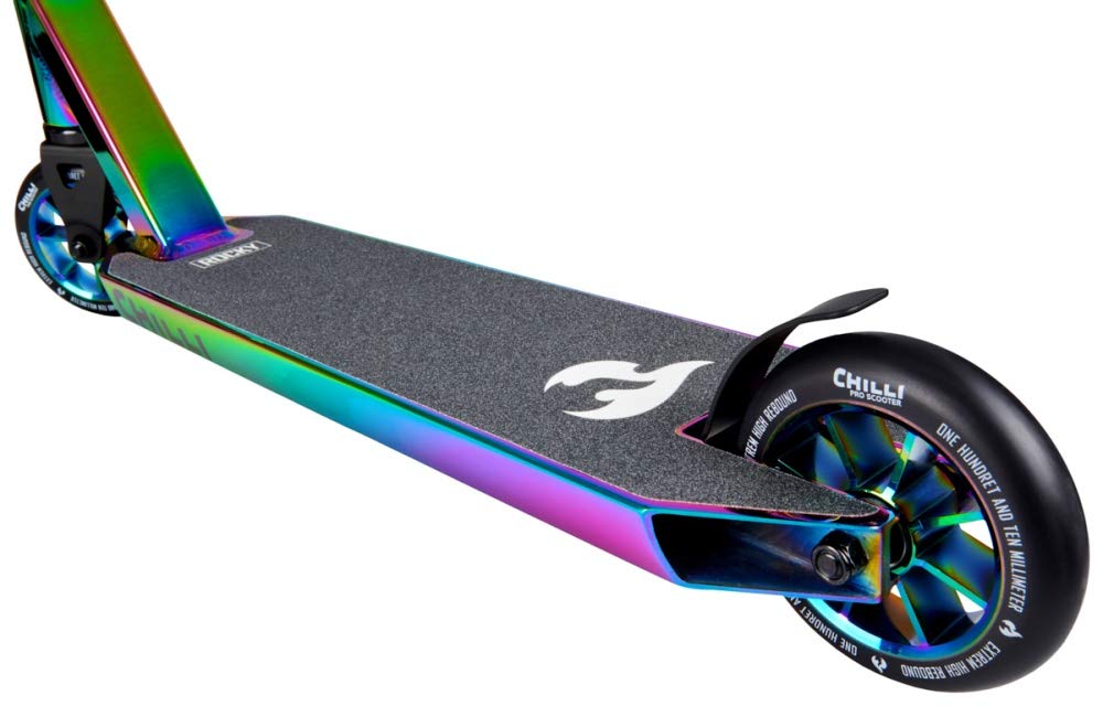 Chilli Rocky Neochrome, Complete Trick Scooter, Quality Freestyle Ride for Beginner and Intermediate, 110 mm Wheels, ABEC 9 Bearings, for Ages 8+