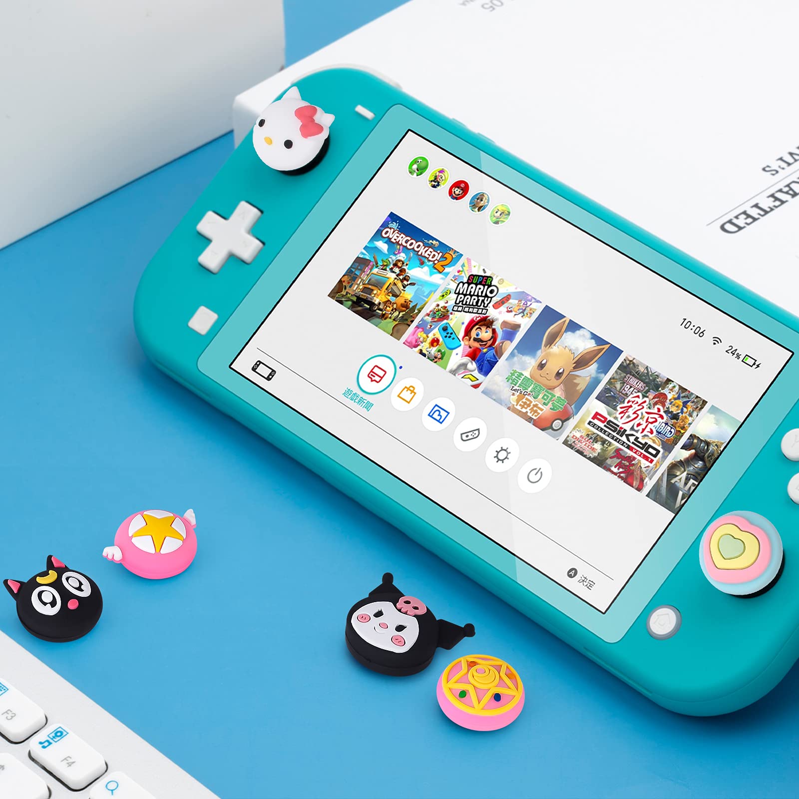 DLseego Thumb Grip Caps Design forh Switch & Lite & OLED, Cute Joystick Caps Soft Silicone Protective Stick Cover 3D Analog 6PCS Grip Buttons for Joy Con Console Controller - Lovely Caps