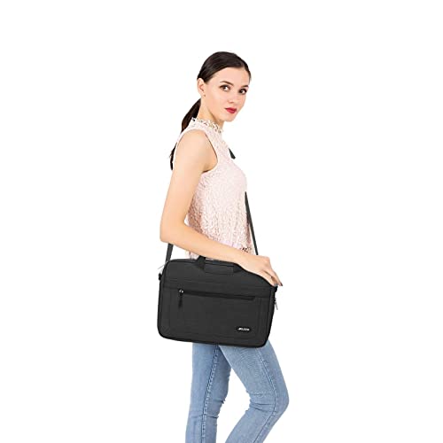 MOSISO Laptop Shoulder Messenger Bag Compatible with MacBook Air/Pro,13-13.3 inch Notebook,Compatible with MacBook Pro 14 2023-2021 A2779 M2 A2442 M1 with Adjustable Depth at Bottom, Black