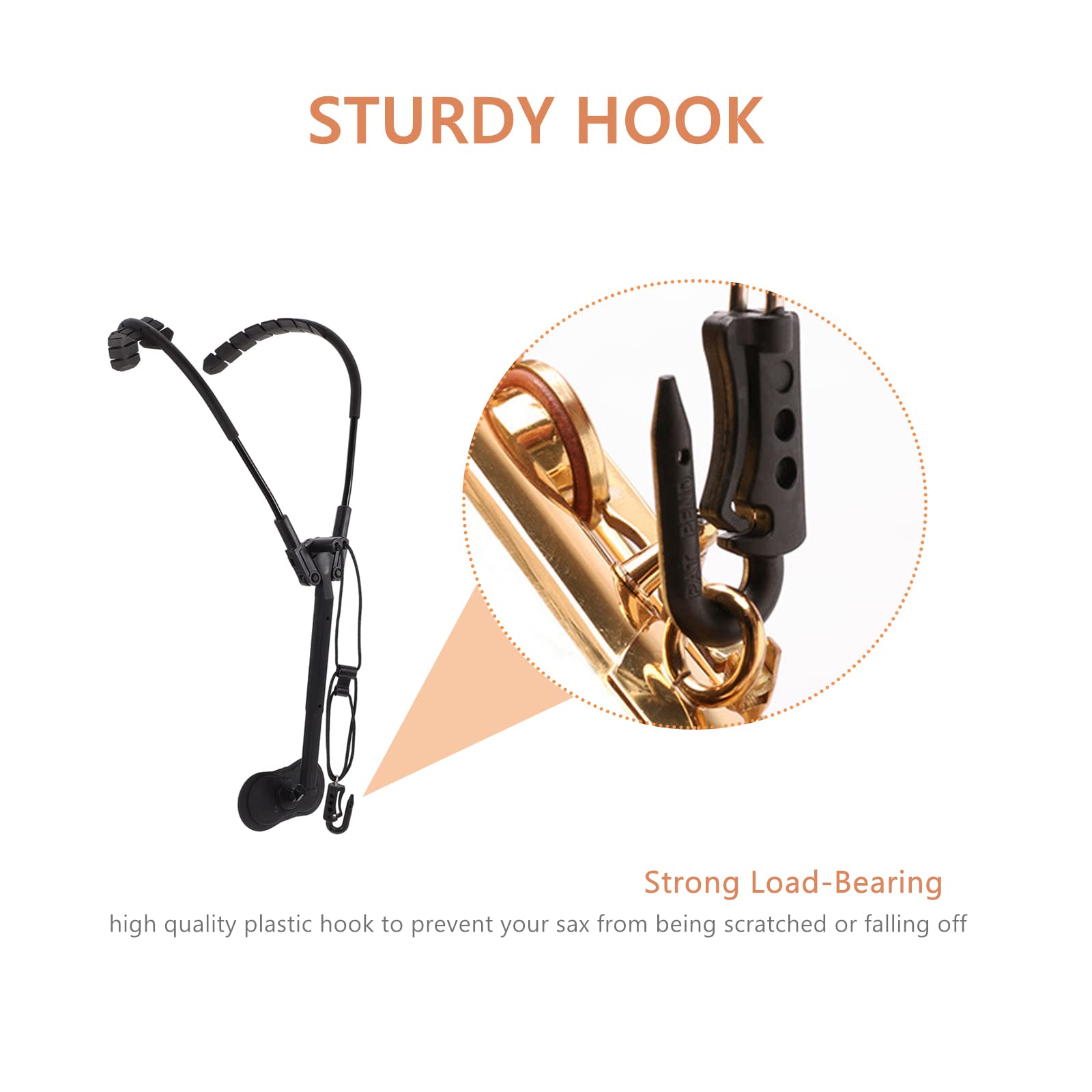 Vaguelly Saxophone Shoulder Harness Comfortable Saxophone Neck Strap Hook Aluminum Metal Sax Holder Sax Strap for Saxophone Alto Sax Soprano Clarinet, Black