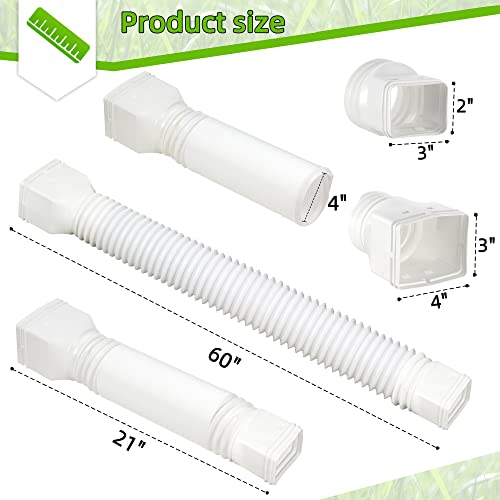 Mapleza Rain Gutter Downspout Extensions Flexible - Drain Downspout Extender - Gutter Down Spout Drain -Extend from 21 to 60 Inches (White,2Pack)
