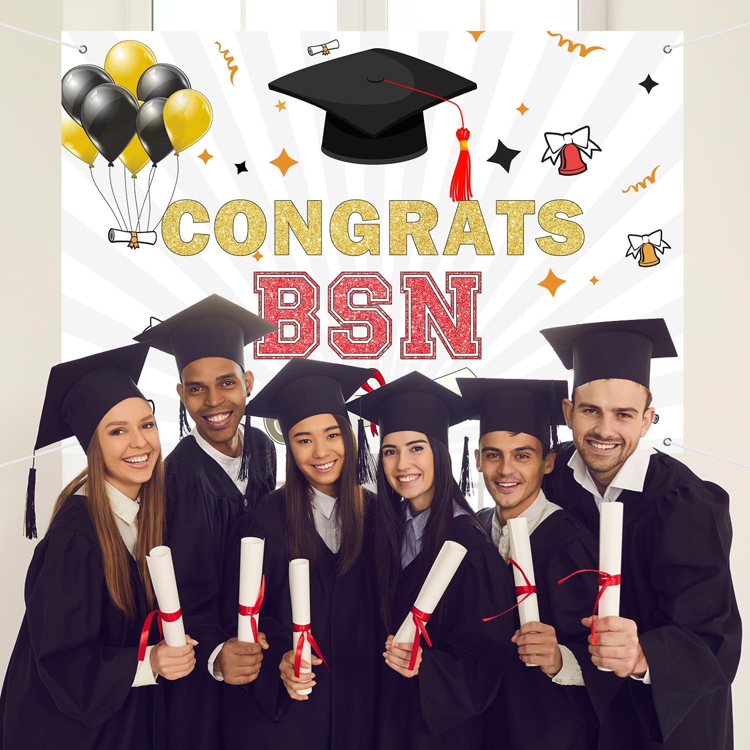 INNORU Congrats BSN Backdrop Banner, Nurse BSN RN Graduation Prom Photography Backdrop Durable Fabric Congrats Grad Banner Medical Nursing School Graduation Party Decorations Photo Booth Props 6x4ft