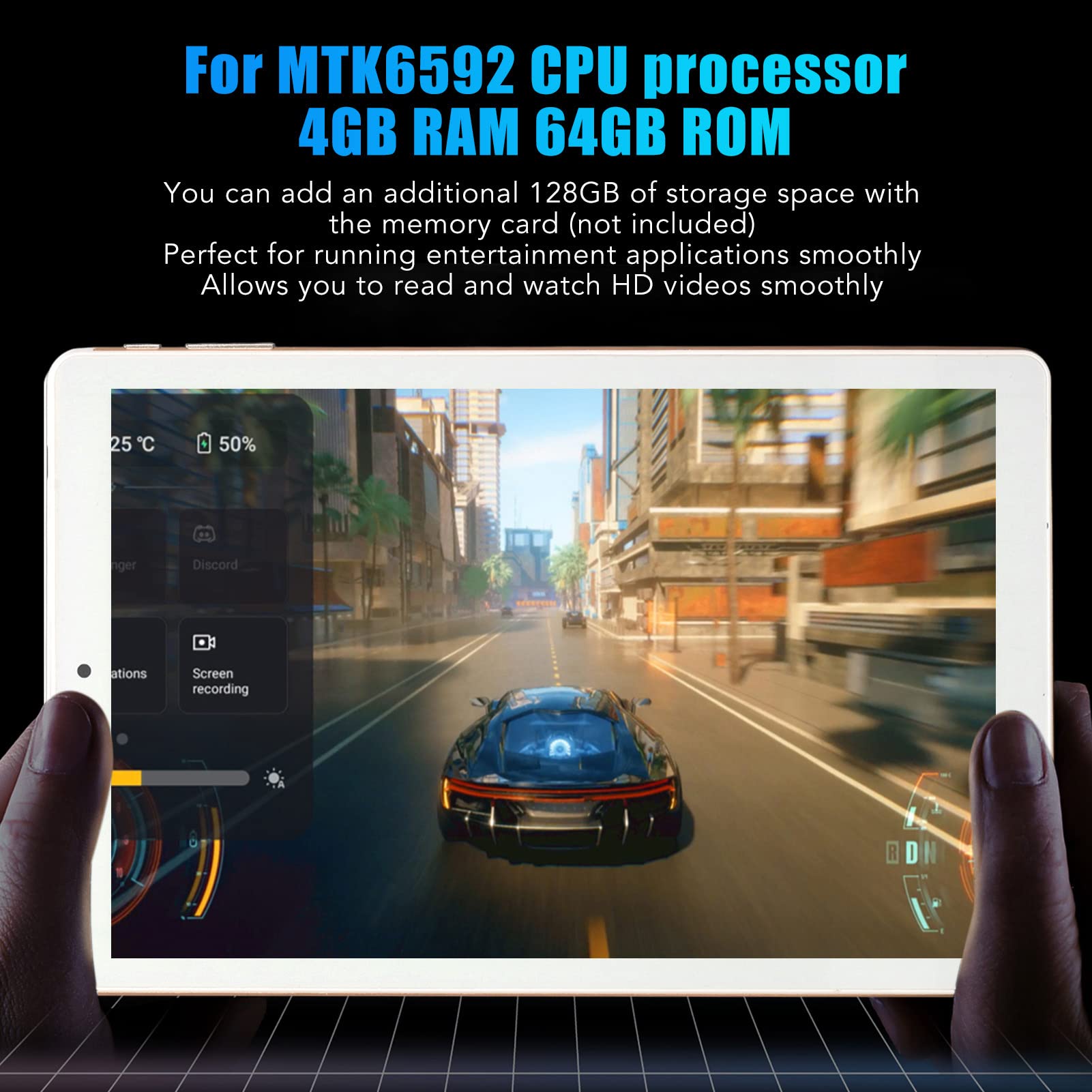 Estink 10.1 Inch Tablet, Android 10 Tablet, 4GB RAM 64GB ROM, 5G WiFi Dual SIM Dual Standby, Dual Cameras, 1920x1200 Resolution (US Plug)