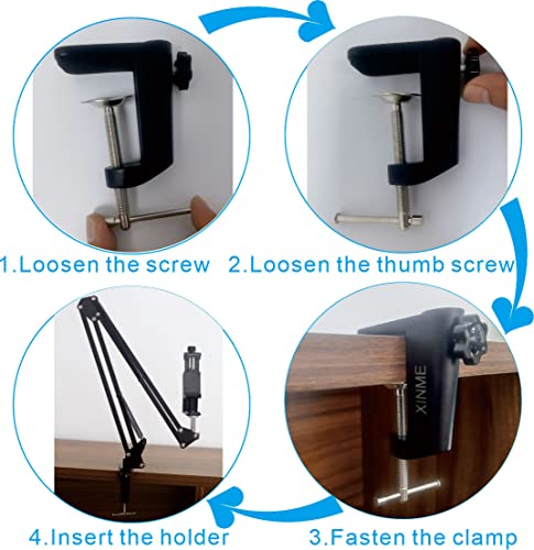 Desk lamp Clamp: 2PACK 1/2 Enlarge Hole Replacement C Clamp for Desk Light,Magnifying Glass with Light,Table Mic Stand,Mic Arm Desk Mount,Swing Arm Phone Holder,for Home Office Work Task (BLACK)