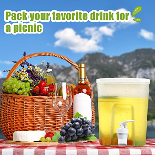 Mimorou Drink Fridge Dispenser with Spigot, Plastic Beverage Dispensers for Parties Stand and Daily Use, Ice Juice Milk Tea Clear Container with Lid