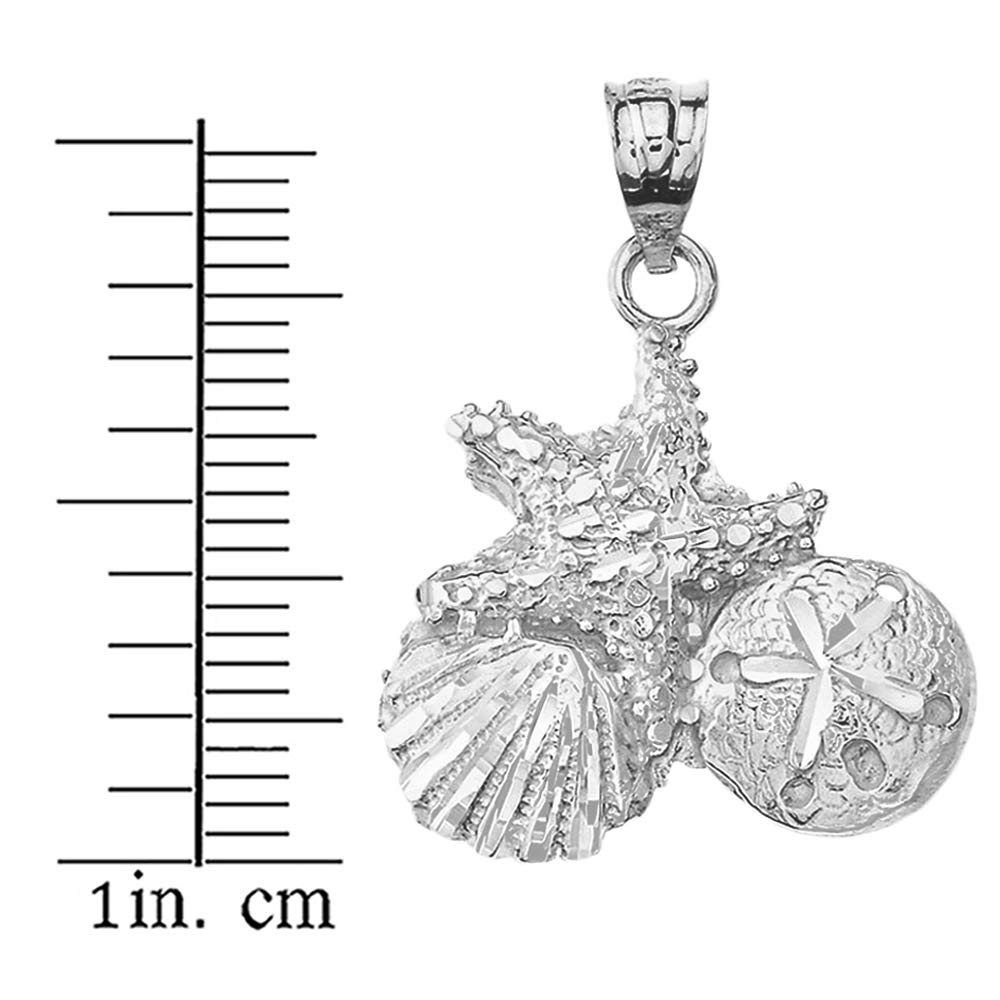 Claddagh Gold Fine 925 Sterling Silver Starfish Cockle Sea Shell and Sand Dollar Pendant