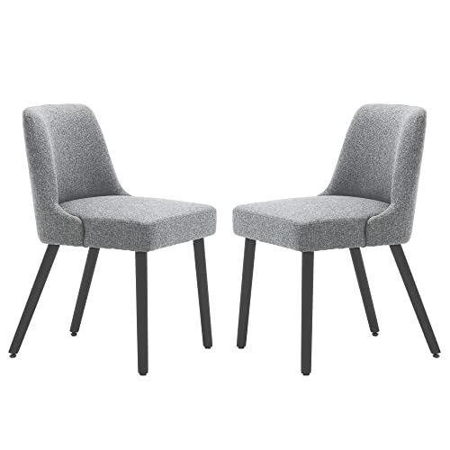 MINCETA Dining Chair,Morden Wood Leg Upholstered Kitchen Chair Set of 2,Performance Fabric in Gray