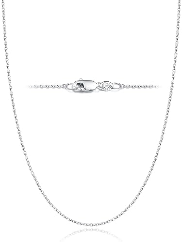 Jewlpire Solid 925 Sterling Silver Chain Necklace for Women Girls, 1.3mm Cable Chain Silver Chain for Women Thin & Dainty & Shiny Women's Chain Necklaces 18inch
