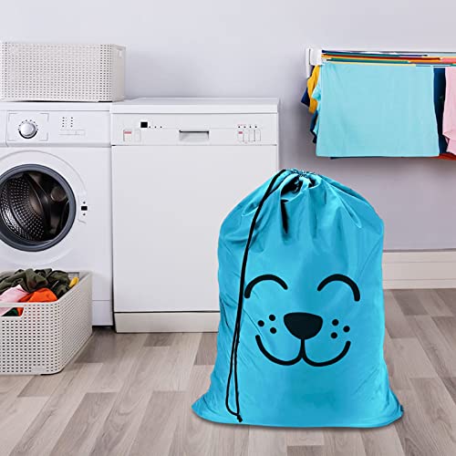 Laundry Bag with Cute Dog Face Pattern, Laundry Bags Extra Large Heavy Duty, Dog Canvas Laundry Bag with Strap, Dirty Laundry Travel Bag, Easy Fit a Laundry Hamper or Basket, Dog Lover Gifts…