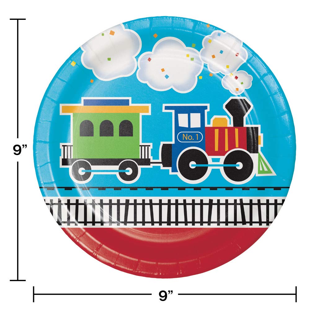 Creative Converting All Aboard Train Birthday Party Supplies Kit, Serves 8