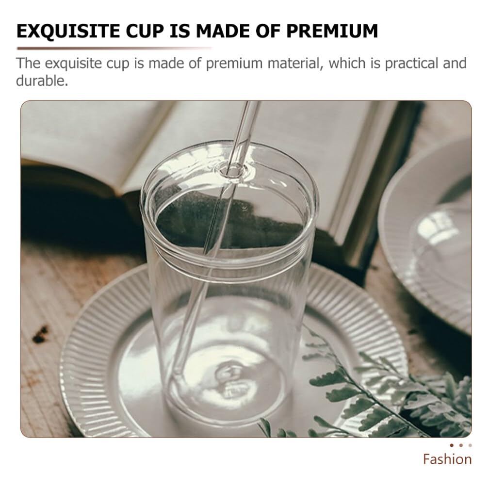 DOITOOL Glass Cups with Lid and Straw- Clear Aesthetic Cups Boba Cup- Glass Water Bottles Reusable Tumbler with Lid and Straw for Bubble Tea Juice Iced Coffee