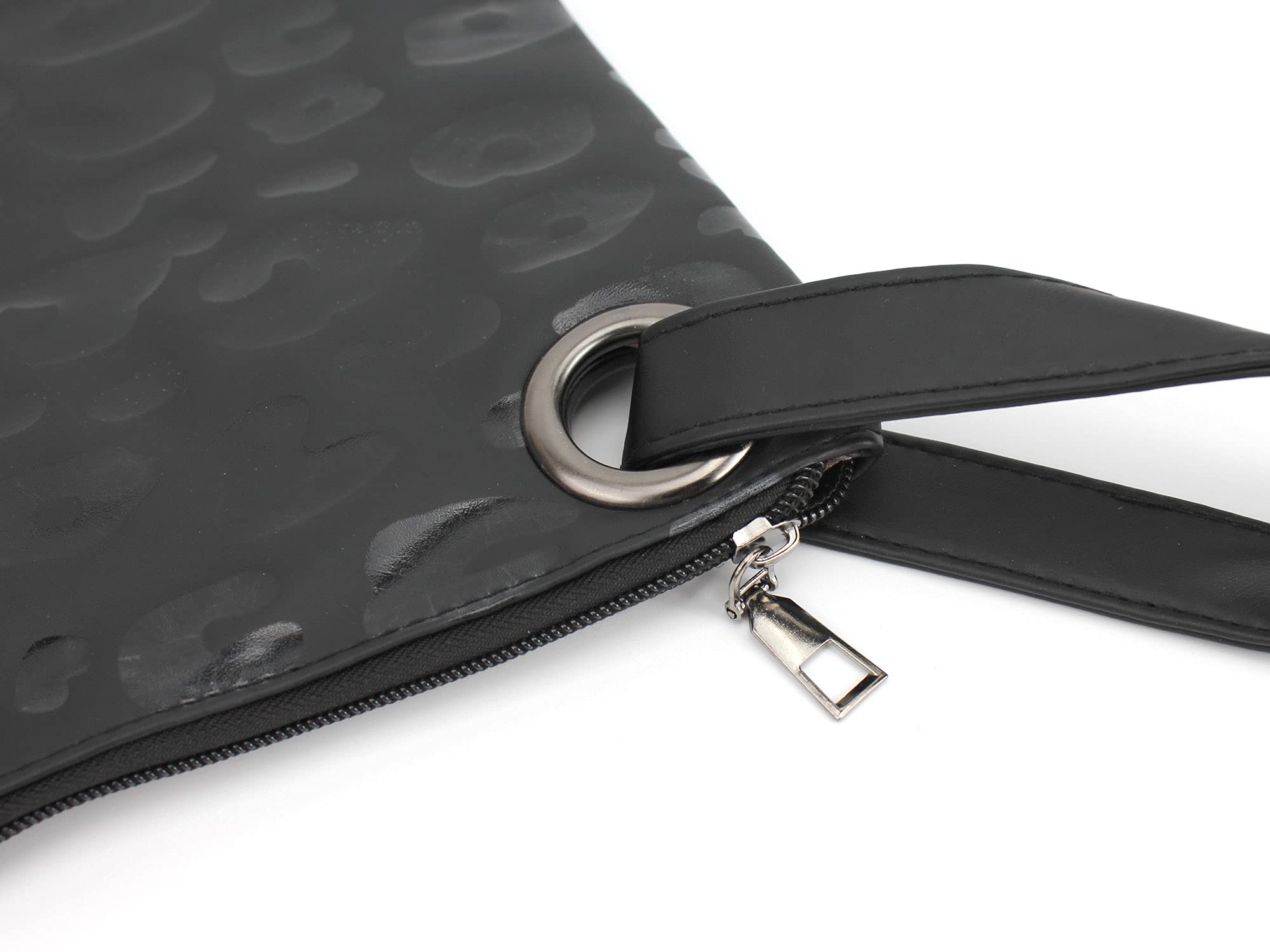 Van Caro PU Leather Wristlet Clutch Wallet Purses Oversized Leopard Print Evening Handbag for Women,Black