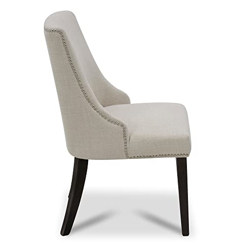 CHITA Farmhouse Dining Chairs with Nailhead Trim, Fabric High Back upholstered Chairs, Dining Room Chairs Set of 2,Linen
