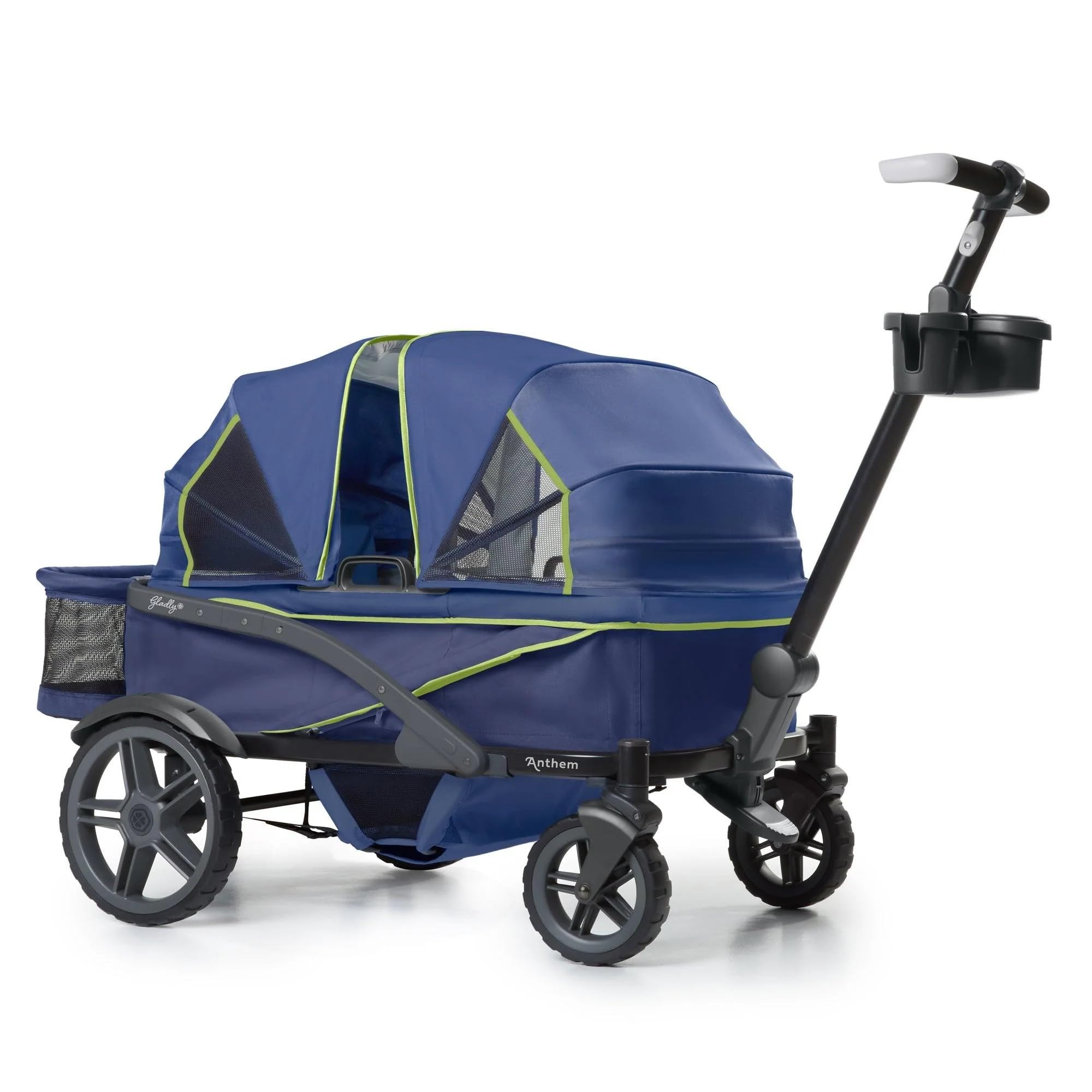 Gladly Family Anthem4 Quad All-Terrain Wagon Stroller, Neon Indigo with Car Seat Adapter