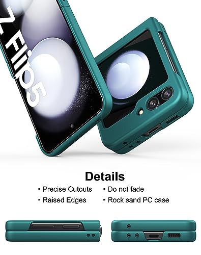 redluckstar Case for Samsung Galaxy Z Flip 5,Thin Slim Fit Matte PC with Non-Slip Full-Body Protection Phone Cover for Galaxy Z Flip 5 (Green)