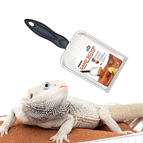 Protover Reptile Sand Substrate Metal Sand Shovel Stainless Steel Fine Mesh Terrarium Substrate Litter Corner Cleaner Reptile Habitat Sifting Scoopers(2PCS)