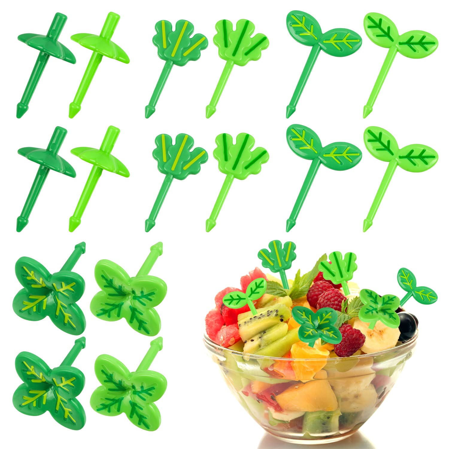 DREMISI 16Pcs Mini Leaf Food Picks for Kids, Cute Bento Box Accessories, Safe, Practical, and Decorative
