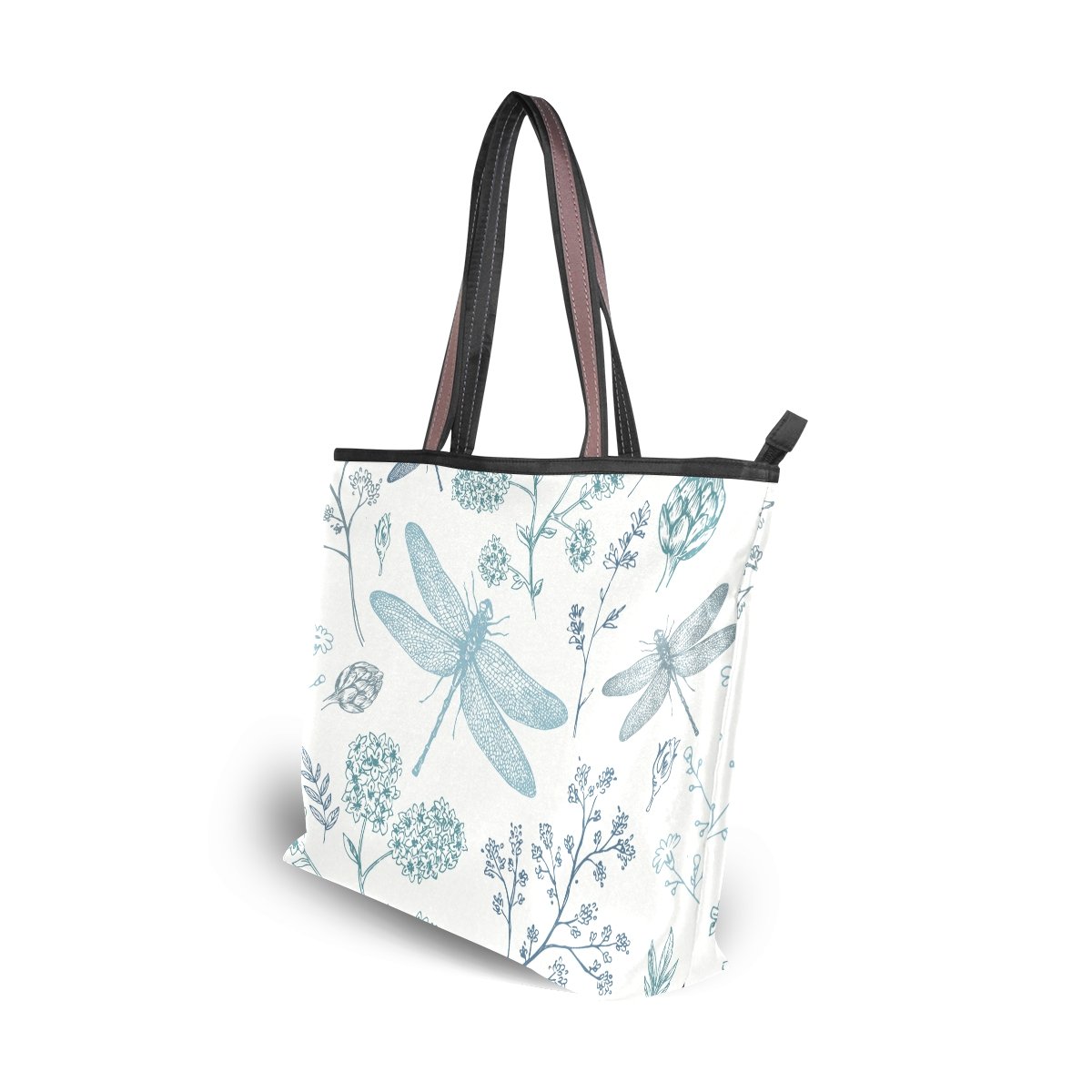 Shoulder Bag Large Beach Travel Tote Bag Blue Dragonfly Printed Handbags