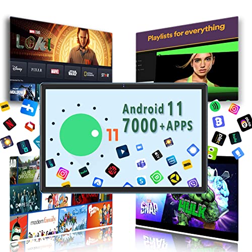 YESTEL Android 11 Tablet 10.1 inch 2 in1 Tablets with 2.0Ghz Octa-Core Processor, 4GB RAM 64GB ROM(Expand to 512GB), 2.4G+5G WiFi, Bluetooth5.0, 8000mAh Battery, Keyboard & Mouse Included-Blue