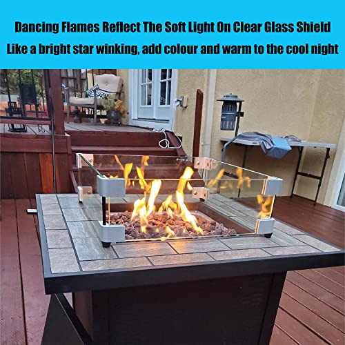 DONSIQIZZ Fire Pit Wind Guard, 15 x 15x 6.5 Inch Fire Wind Guard Fence, Square Glass Shield, Clear Tempered Glass Flame Guard Fit for Propane, Gas, Outdoor Fire Pits Burner Pan/Table