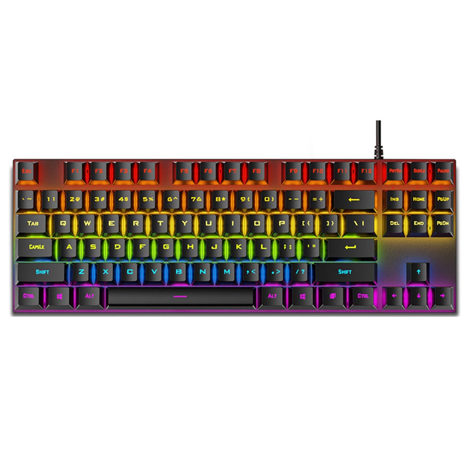 EXHNLE 87 Keys Gaming Keyboard, Mechanical Keyboard RGB Backlit Compact Keyboard with Gaming Mouse, USB Wired Set for PC Gamer Laptop Work