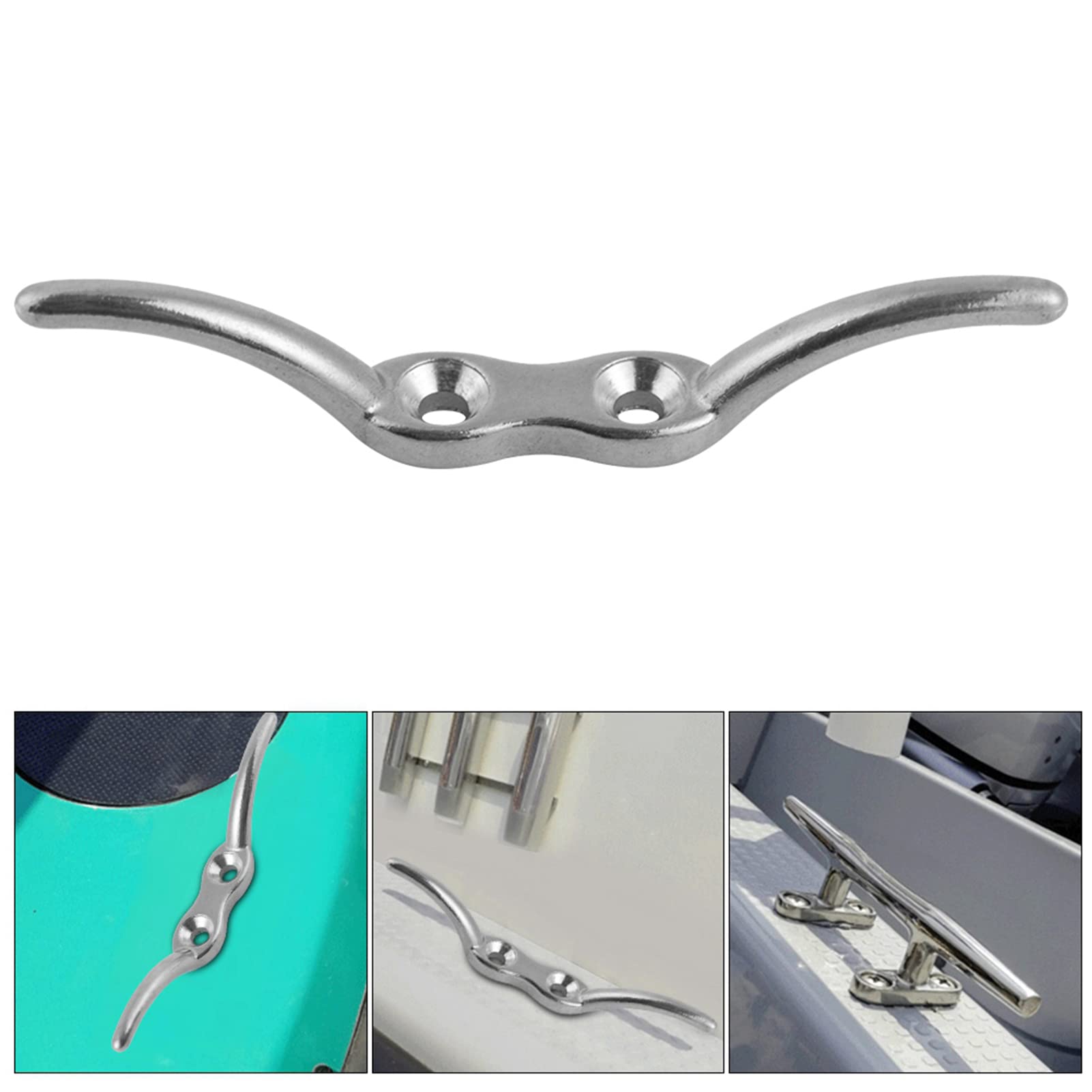Drfeify Boat Cleat, Stainless Steel Marine Boat Cleat Anchor Rope Hollow Base Cleat Deck Base Fastener Accessory(Small)