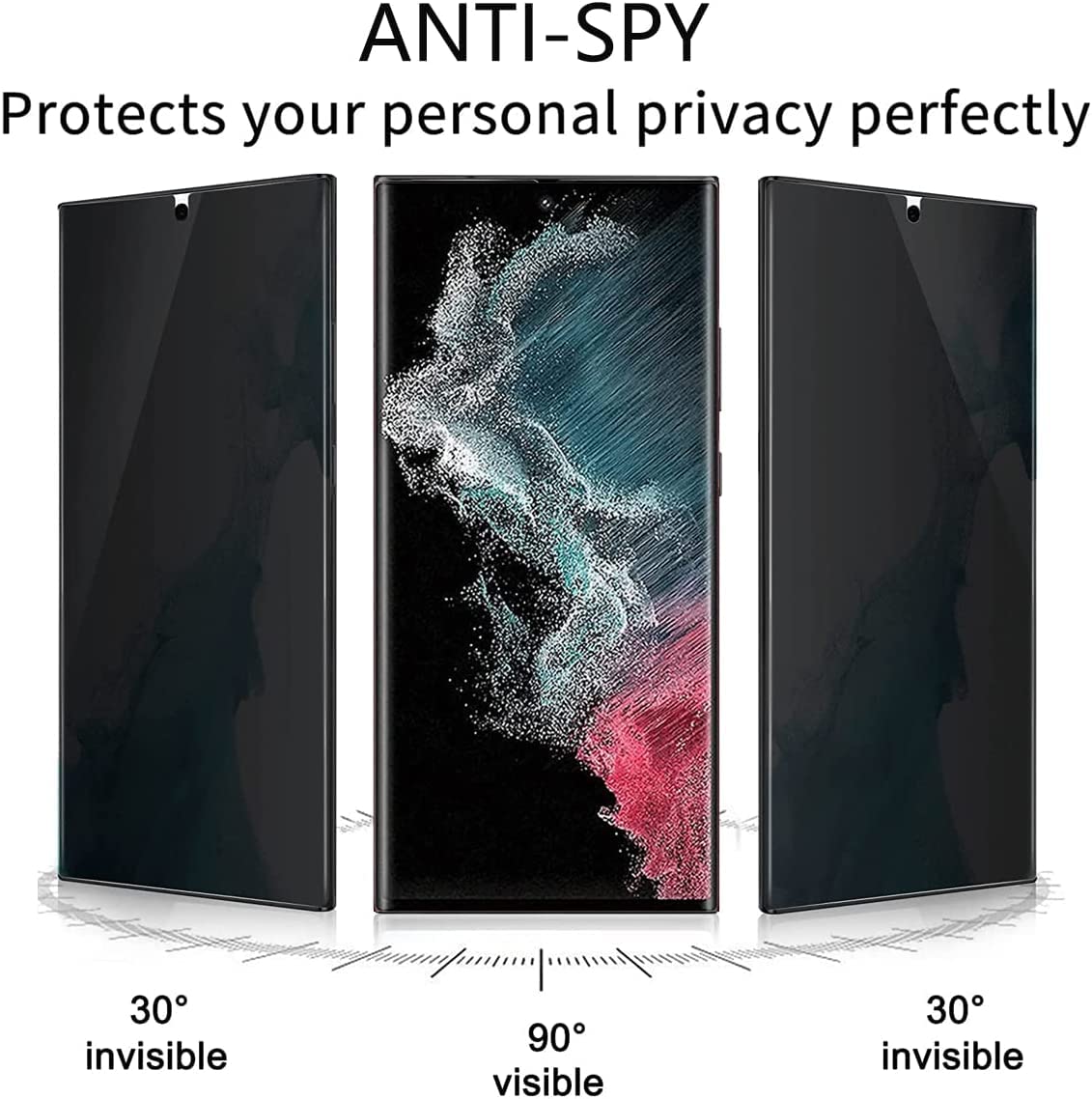 GLBLAUCK [2-Pack] Privacy Screen Protector for Samsung Galaxy S23 Ultra 5G, 9H Hardness Anti-Spy 3D Curve Edge Tempered Glass Screen Protectors for Samsung Galaxy S23 Ultra