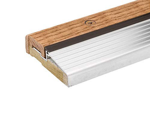Oak & Aluminum Adjustable Threshold 3 5/8" Wide Adjustable from 1 1/8" to 1 1/2" High (36" Long Silver)