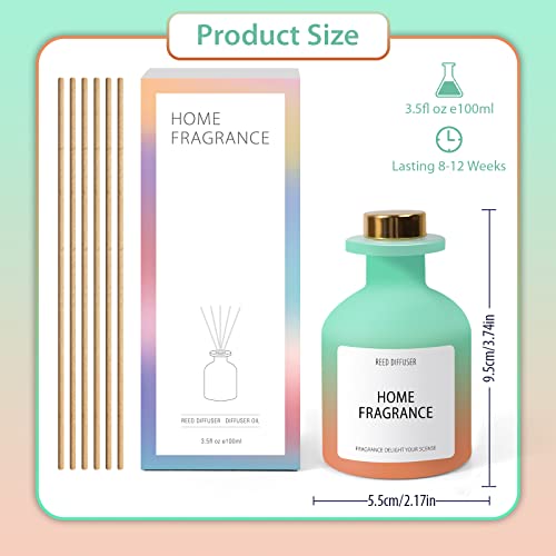 Reed Diffuser, Reed Diffuser Set, Oil Diffuser with 6 Reed Sticks for Room, for Mom, Home Fragrance Products Winds in Summer 3.4oz/100ml Valentines Day Gifts