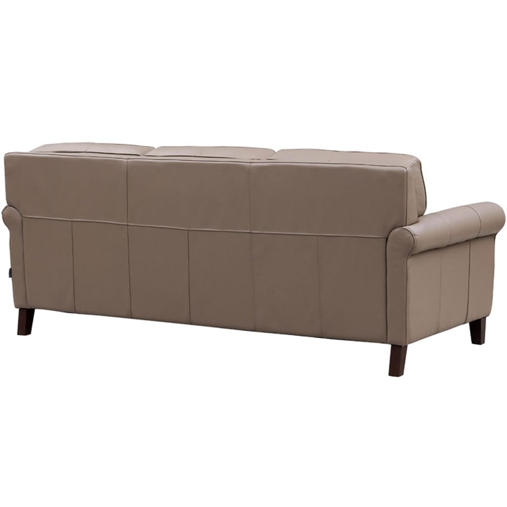 Hydeline Laguna Top Grain Leather Sectional, L-Shaped Convertible, Taupe, Feather Down, Memory Foam and Springs Seating