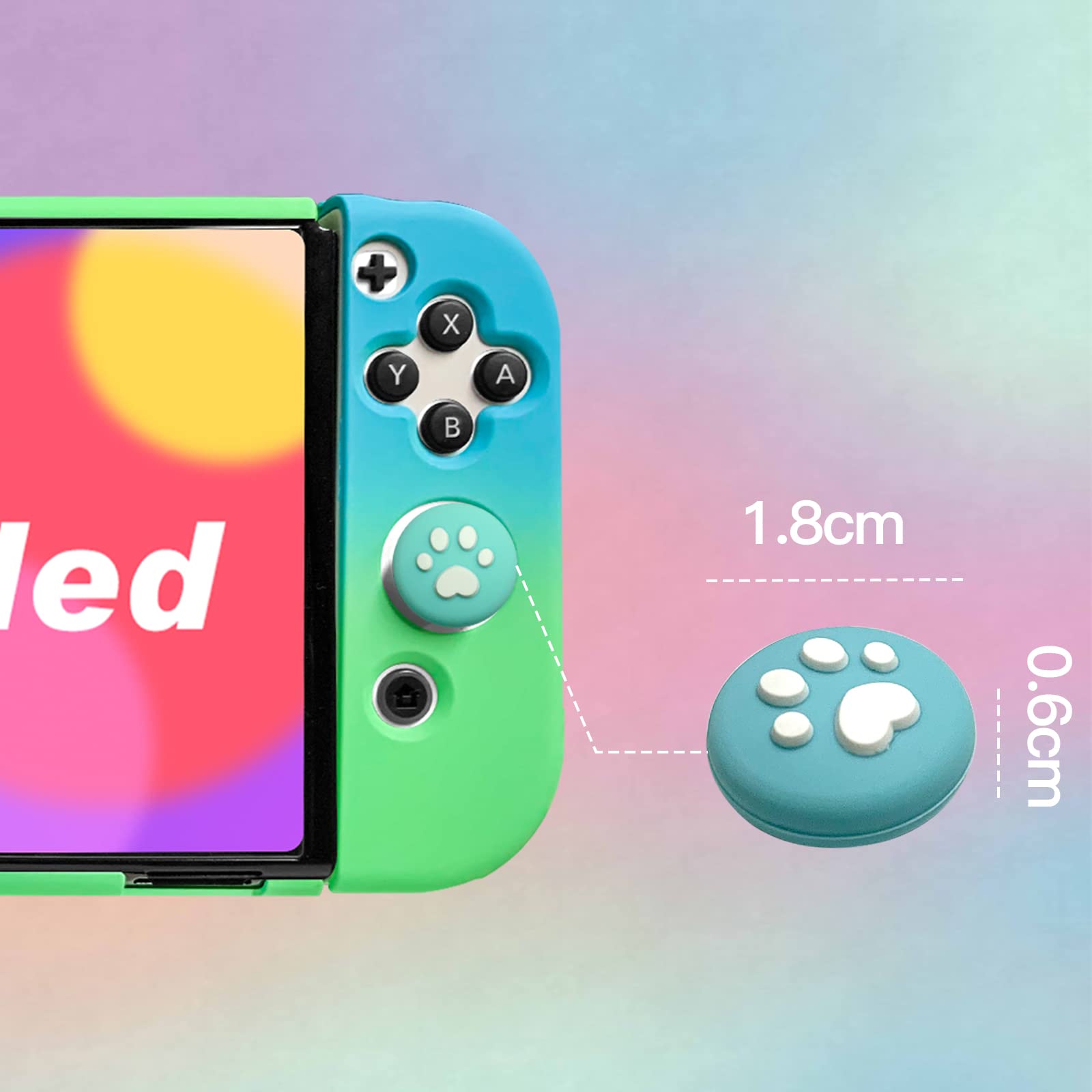 Dockable Case for for Switch OLED 2021, PC Hard Dockable Girl Ultra Thin 3 in 1 Protective Cover Case for Nintendo Switch and Joy-Con Controller with Screen Protector and 2 Thumb Grips (Blue+Green)