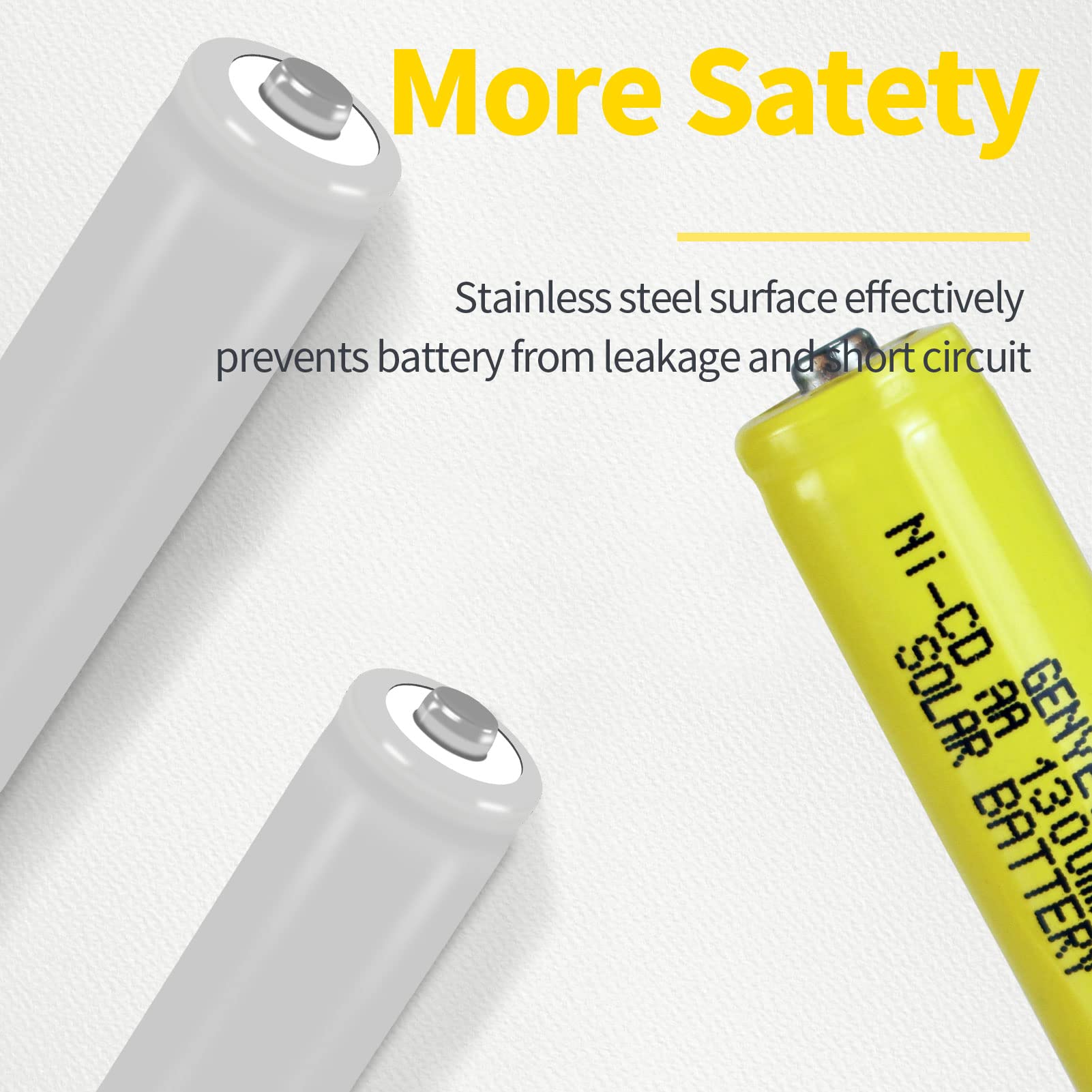 GENYESTAR Rechargeable AA Batteries NICD 1.2V Double A 1300mAh High Capacity 8 Pack Pre-Charged Solar Battery for Solar Light Replacement Remotes Flashlight Electronic Toys Household Devices