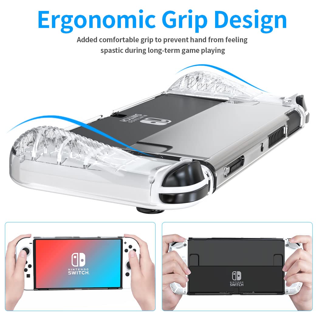 Dockable Liquid Silicone Case for Switch OLED, Compatible with Nintendo Switch OLED Model, OIVO 3-IN-1 Switch OLED Clear Protective Cover for Switch OLED Console