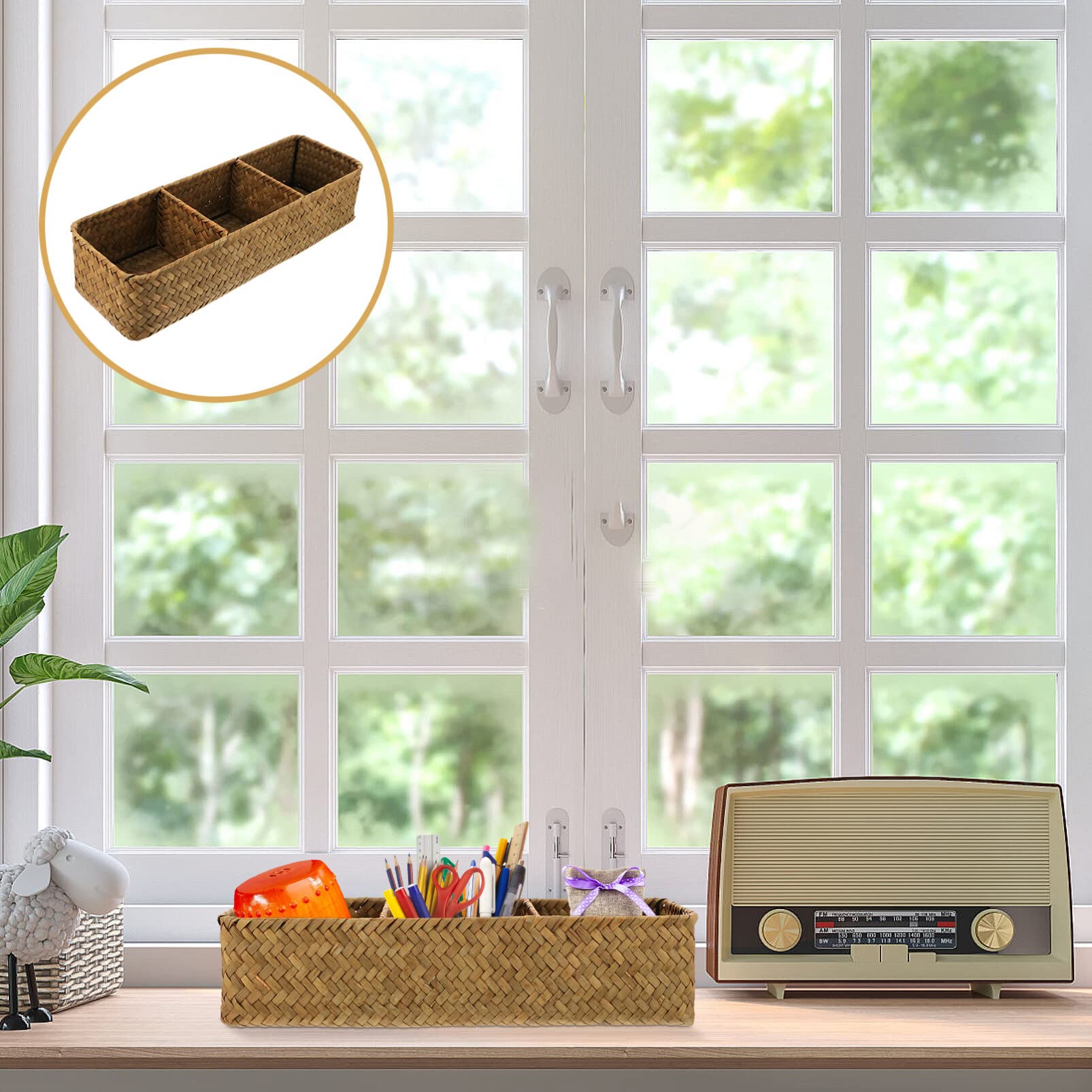 DOITOOL Small Woven Basket 1pc 3 Woven Storage Box Straw Coffee Food Willow Basket