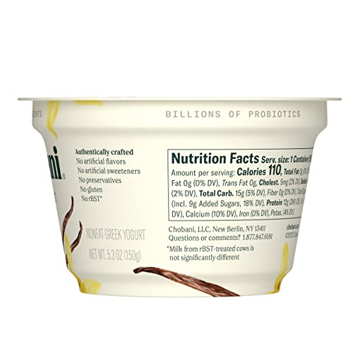ChobaniĀ® Non-Fat Greek Yogurt Vanilla Blended 5.3oz
