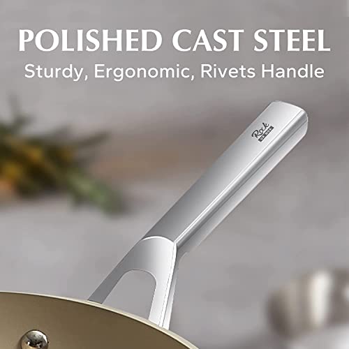 ROCKURWOK 3 Pcs Frying Pan Set, Hard Ceramic Nonstick Cookware Set, 8in/10in Omelet Pan, 12in Skillet, Inducton, Dishwasher & Ovens Safe, Free of PFAS & PTFE, White