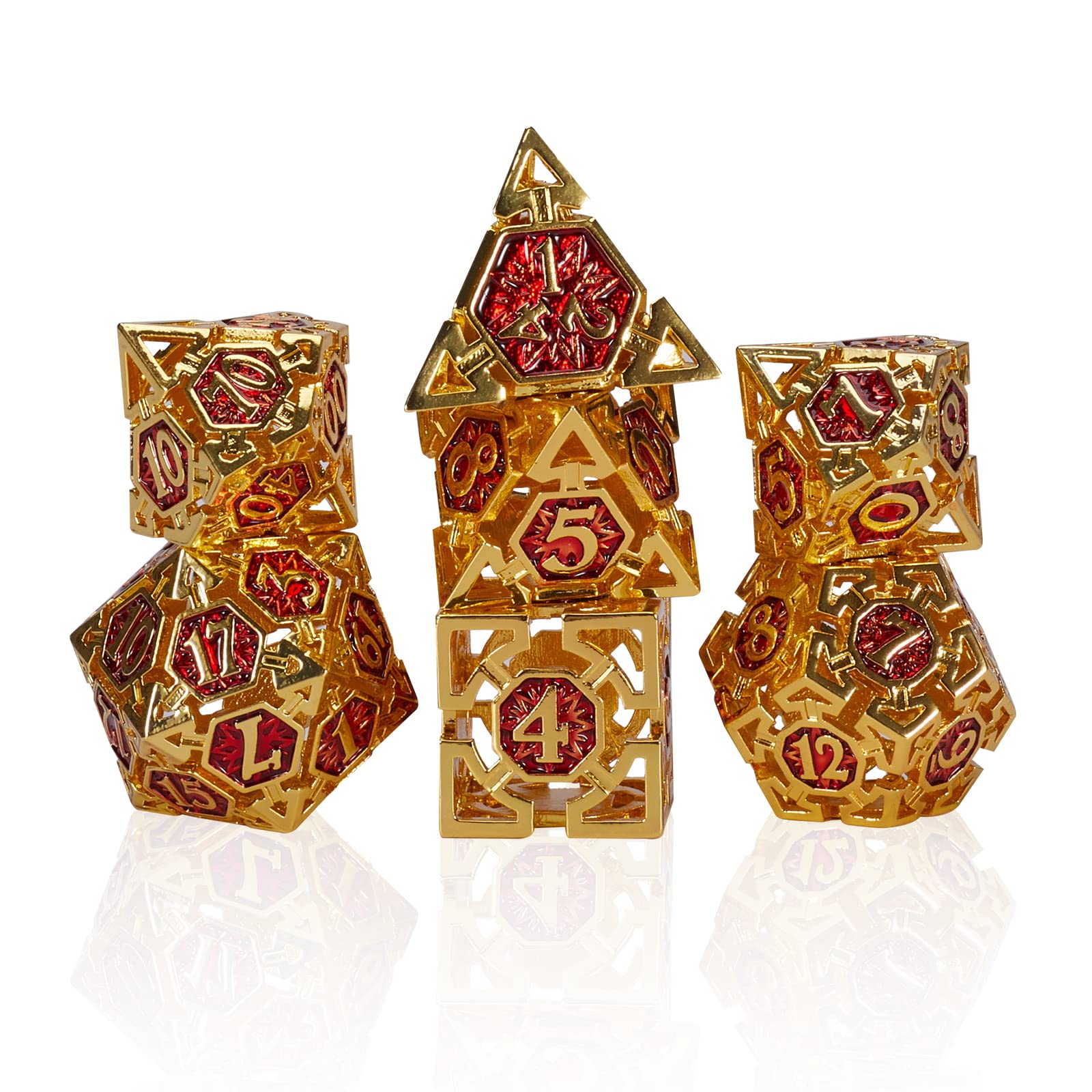Dungeons and Dragons Dice Metal Dice Dicelings DND Polyhedral Hollow Dice Set for D&D RPG MTG Role Playing Table Games
